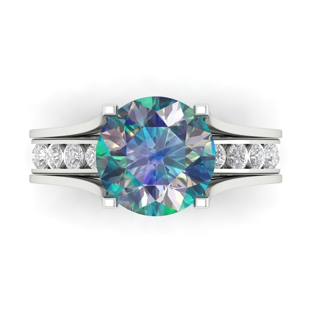 Clara Pucci 18k White Gold 3 39 Synthetic Blue Moissanite Engraveable