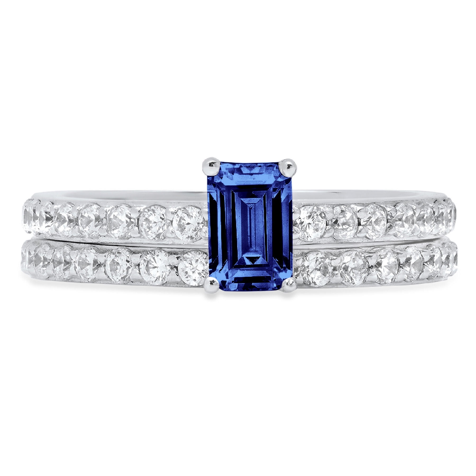 Clara Pucci 18K White Gold Emerald Cut 0.5Ct Simulated Tanzanite ...