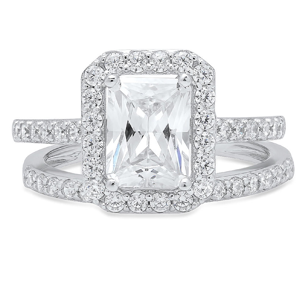 Clara Pucci 18k White Gold Emerald Cut 1 5ct Simulated Clear Diamond