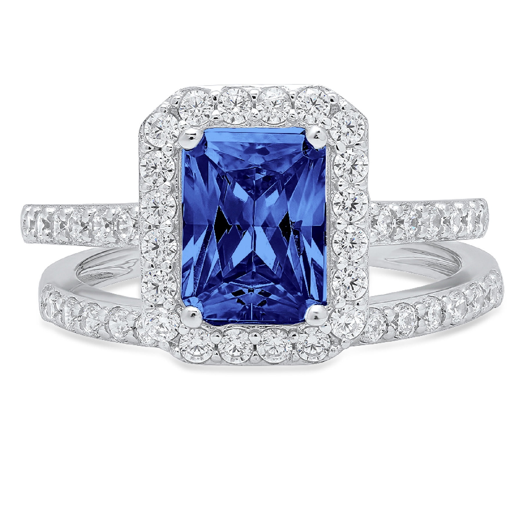 Clara Pucci 18k White Gold Emerald Cut 1 5ct Simulated Tanzanite