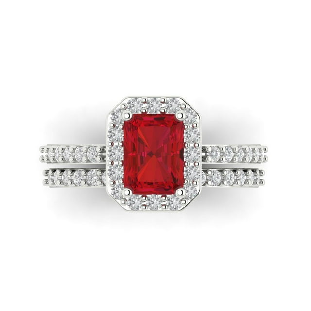 Clara Pucci 18k White Gold Emerald Cut 1 5ct Simulated Tourmaline