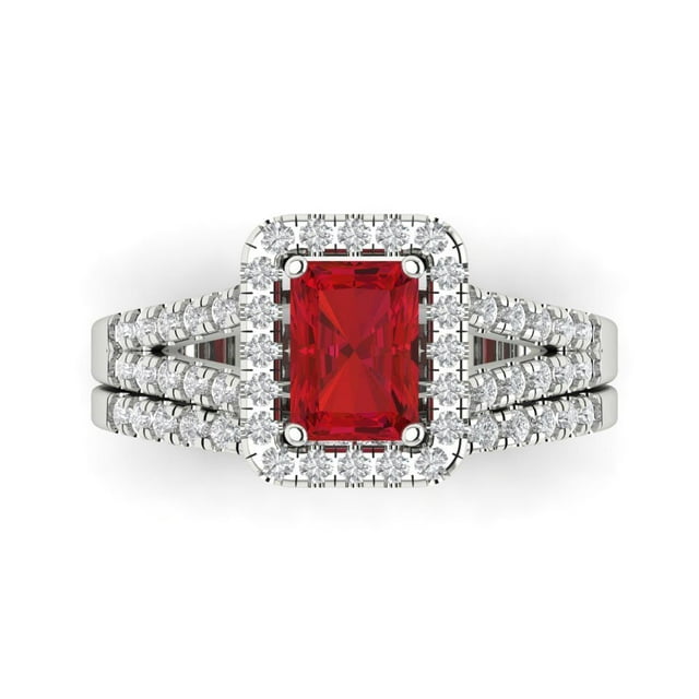 Clara Pucci 18k White Gold Emerald Cut 1ct Simulated Tourmaline