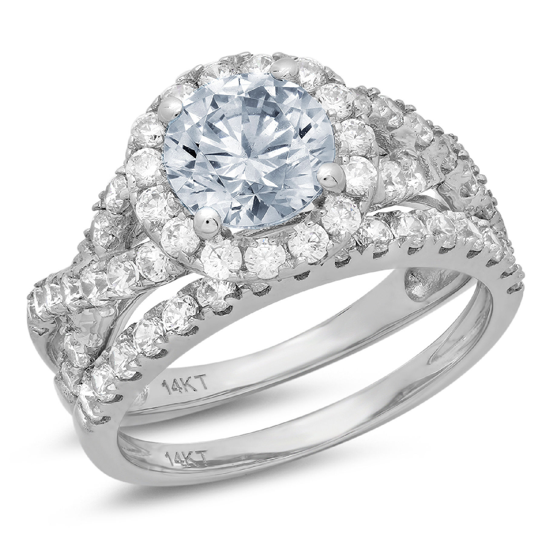 Clara Pucci 18K White Gold Round Cut 1Ct Natural Aquamarine Engagement ...