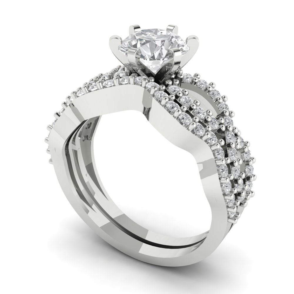 Clara Pucci 18K White Gold Round Cut 1Ct Simulated Clear Diamond ...