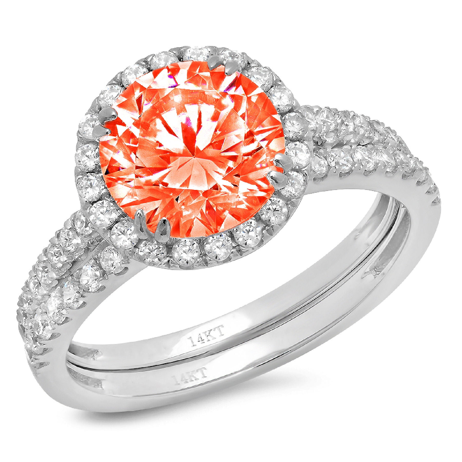 Clara Pucci 18K White Gold Round Cut 2Ct Simulated Red Diamond ...