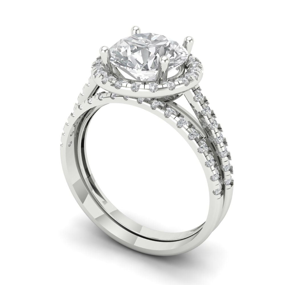 Clara Pucci 18K White Gold Round Cut 2Ct Synthetic Moissanite ...