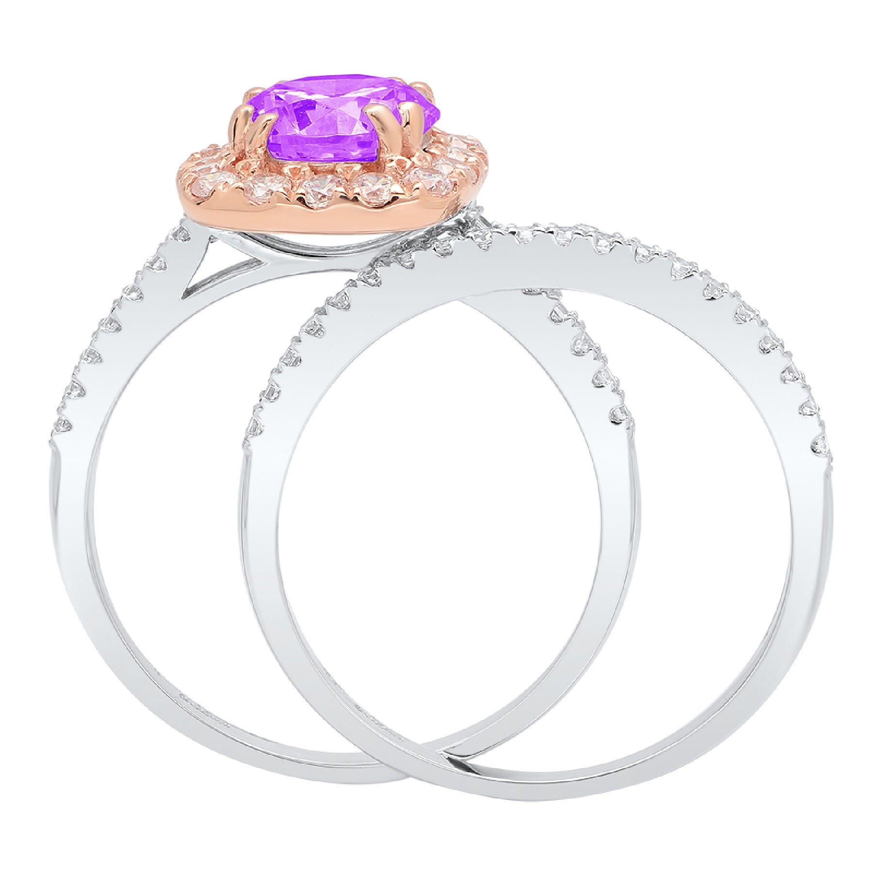 Clara Pucci 18K White/Rose Gold 1.495 Natural Amethyst Engraveable ...