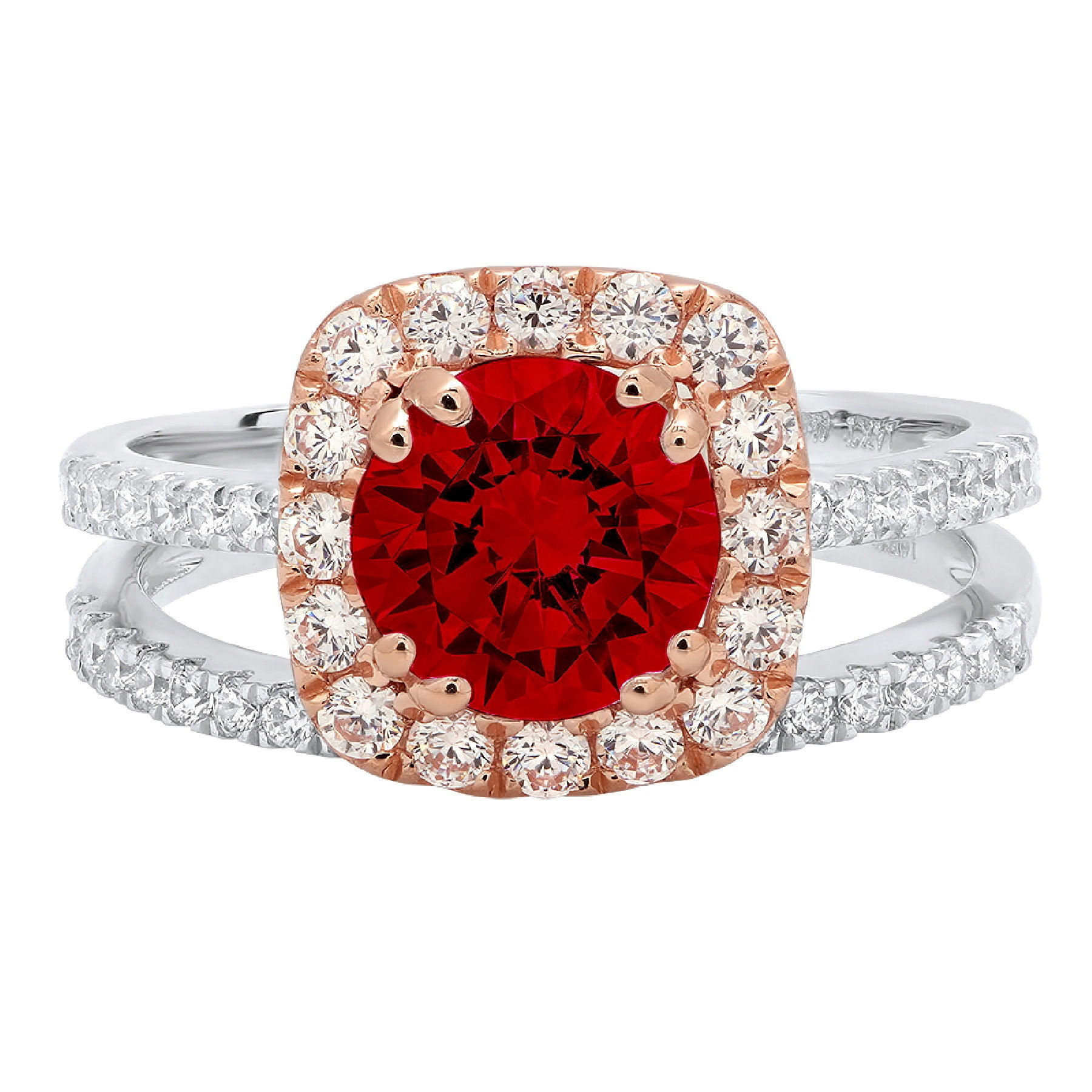 Clara Pucci 18K White/Rose Gold 1.495 Natural Garnet Engraveable ...