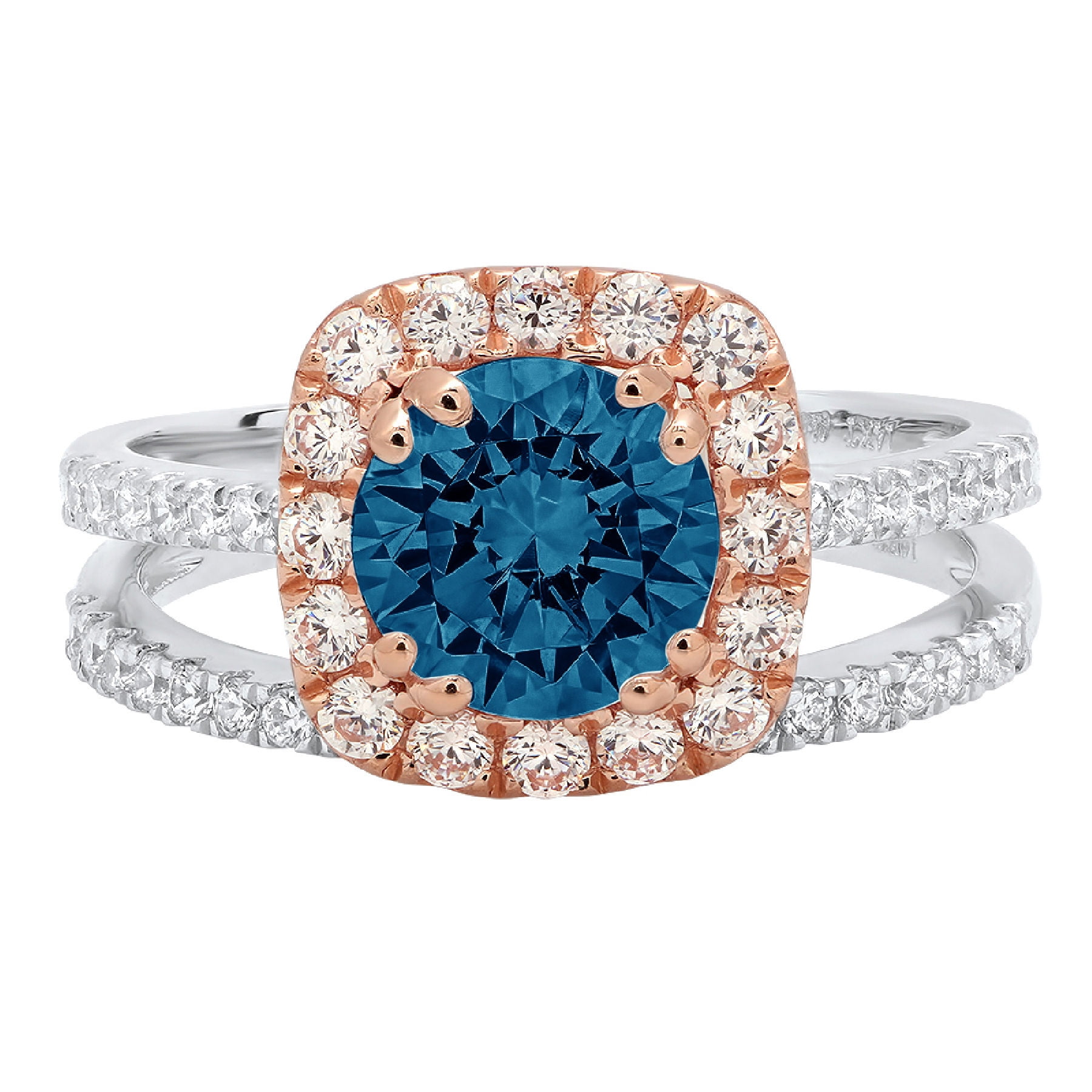 Clara Pucci 18K White/Rose Gold 1.495 Natural London Blue Topaz ...