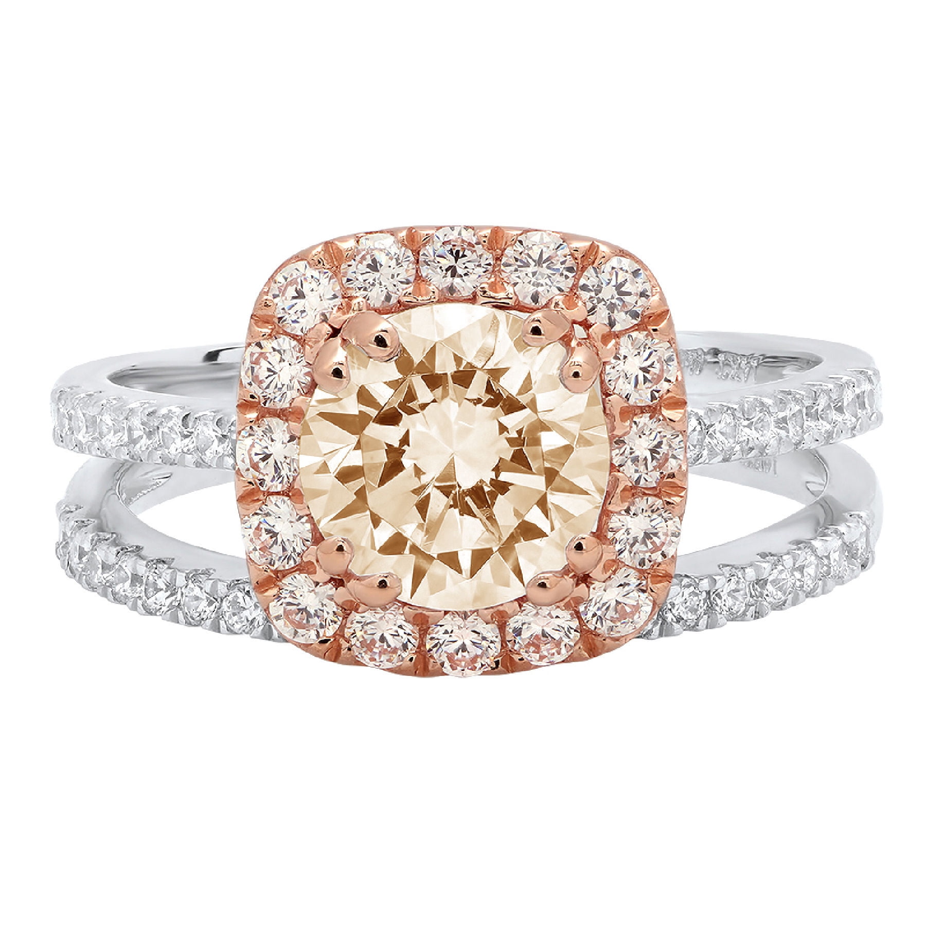 Clara Pucci 18K White/Rose Gold 1.495 Natural Morganite Engraveable ...
