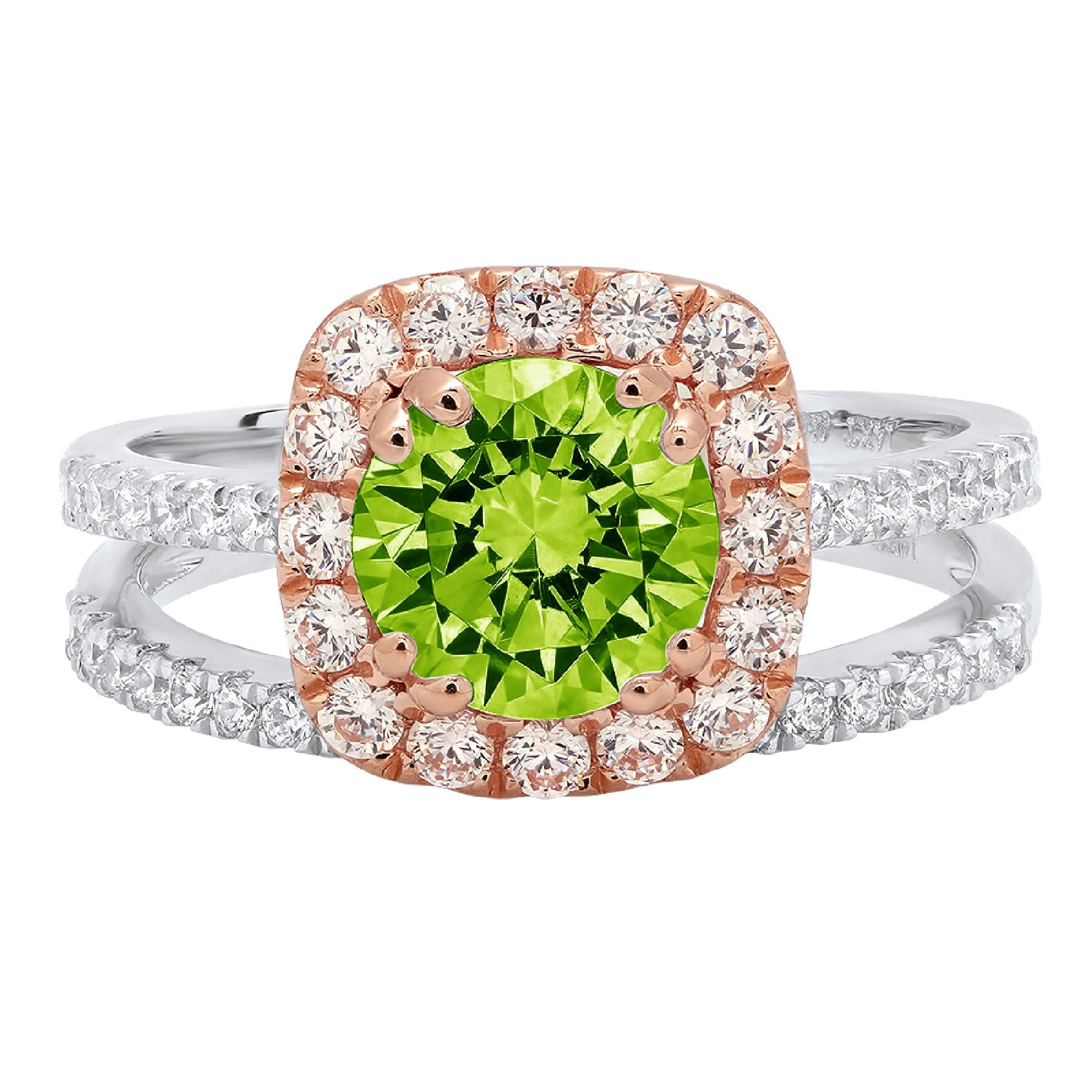 Clara Pucci 18K White/Rose Gold 1.495 Natural Peridot Engraveable ...