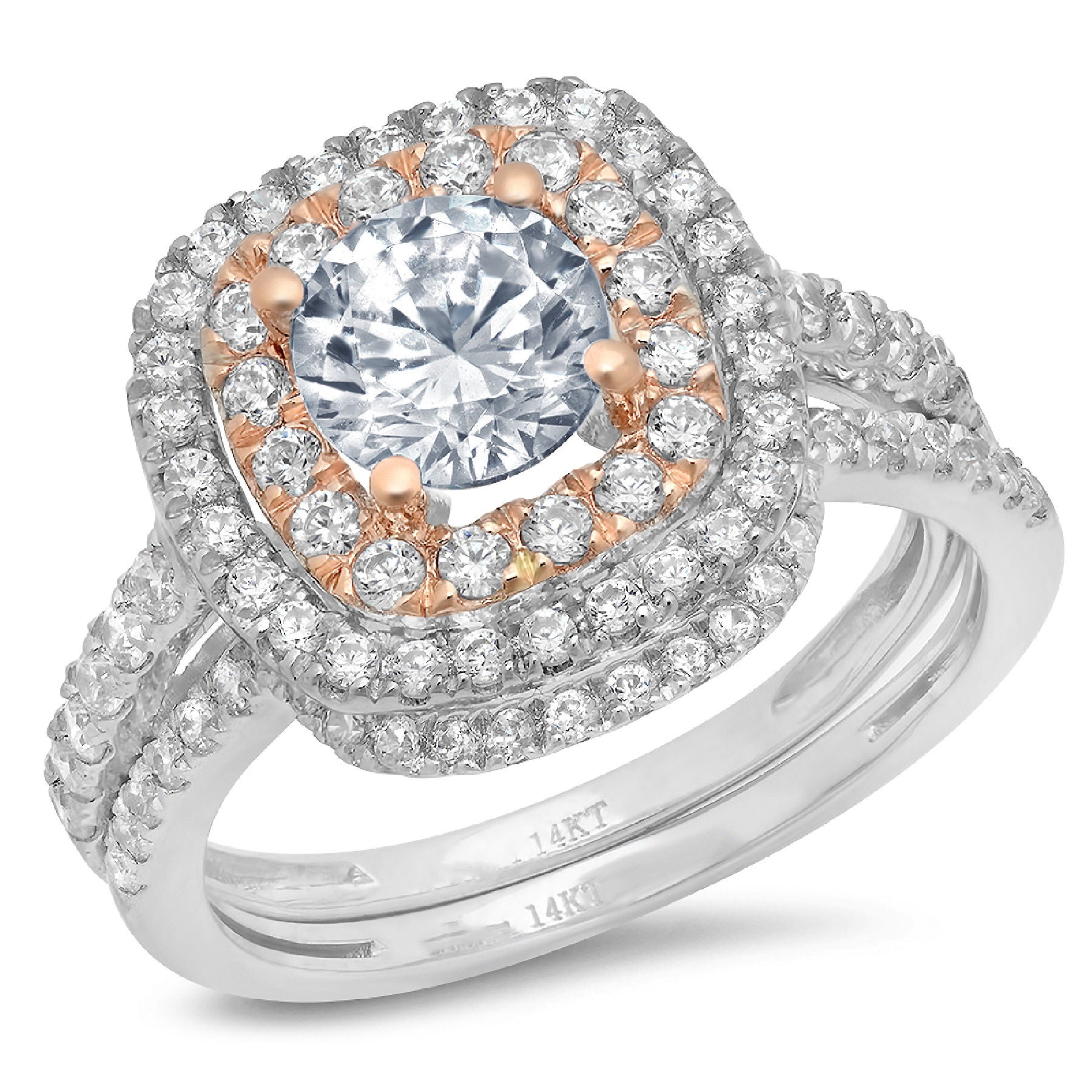 Clara Pucci 18K White/Rose Gold 1.7825 Simulated Blue Diamond ...