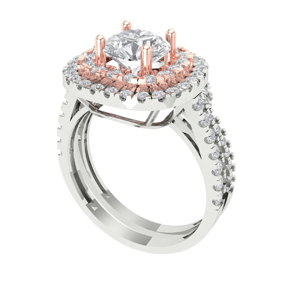 Clara Pucci 18K White/Rose Gold 1.7825 Simulated Clear Diamond ...