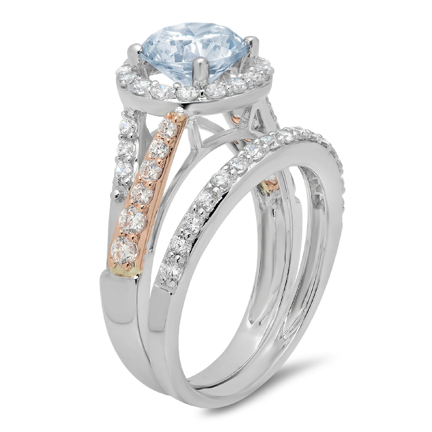 Clara Pucci 18K White/Rose Gold 2.32 Natural Aquamarine Engraveable ...