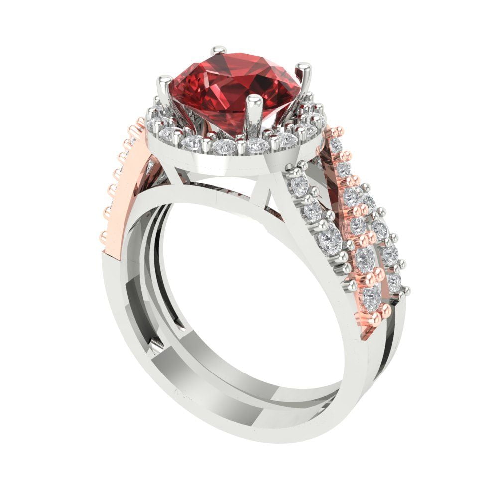 Clara Pucci 18K White/Rose Gold 2.32 Natural Garnet Engraveable ...