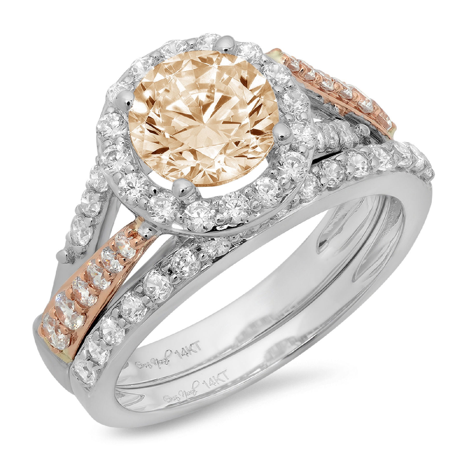 Clara Pucci 18K White/Rose Gold 2.32 Natural Morganite Engraveable ...