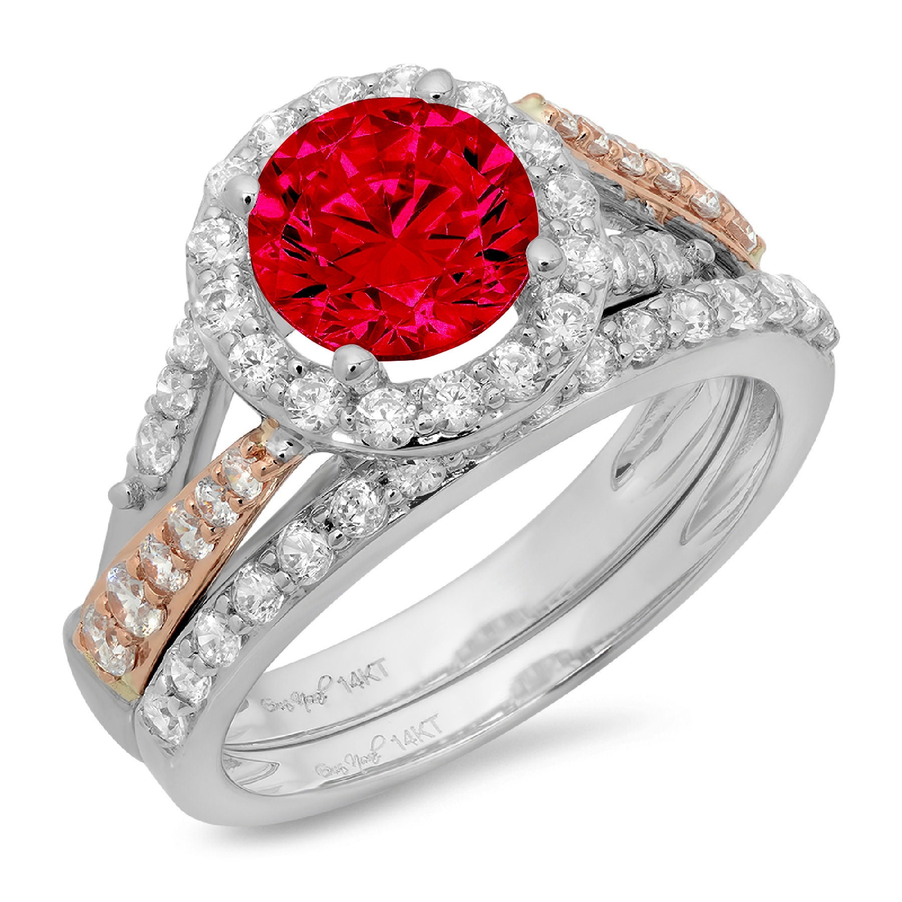 Clara Pucci 18k White Rose Gold 2 32 Simulated Ruby Engraveable