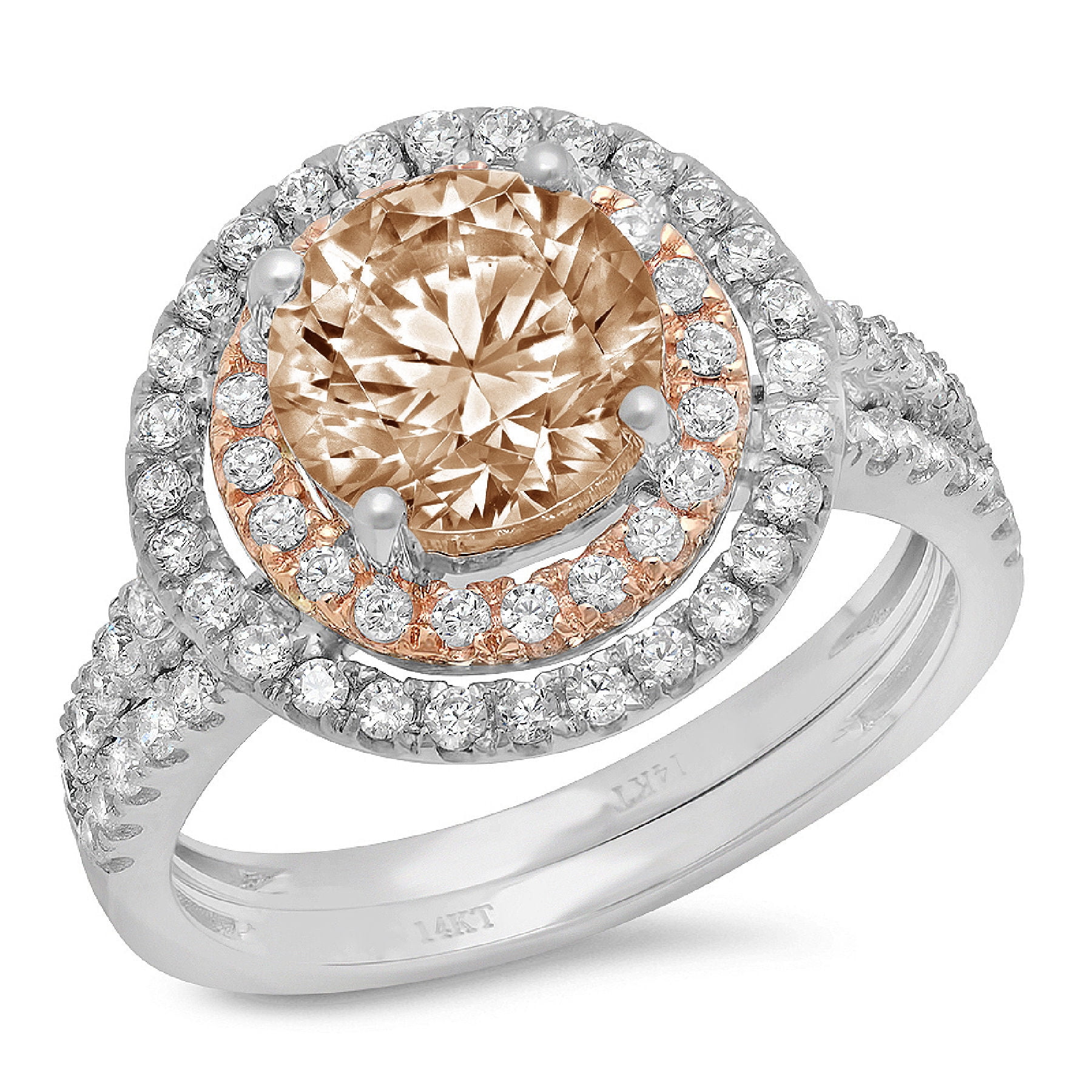 Clara Pucci 18K White/Rose Gold 2.73 Simulated Champagne Engraveable ...