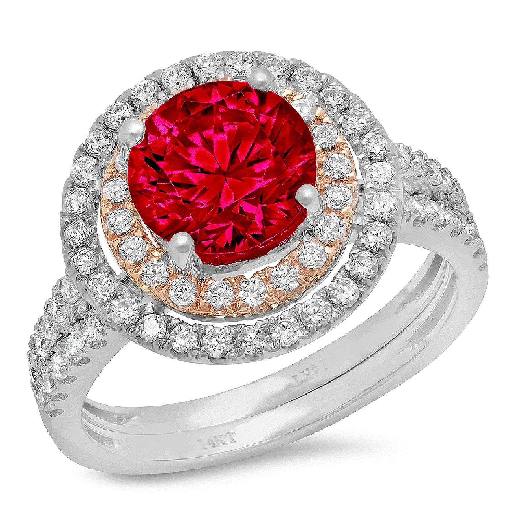 Clara Pucci 18K White/Rose Gold 2.73 Simulated Ruby Engraveable ...