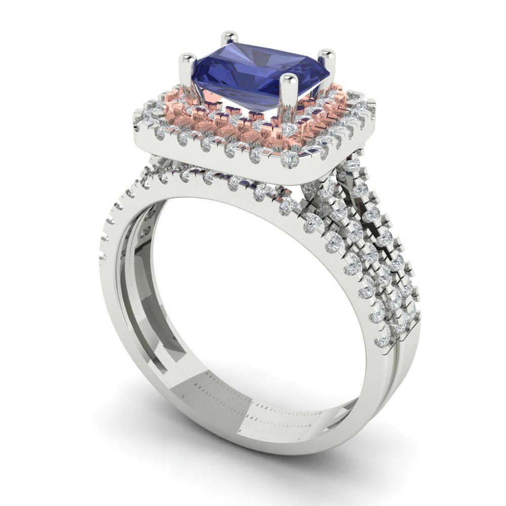 Clara Pucci 18K White/Rose Gold 3.05 Simulated Tanzanite Engraveable ...