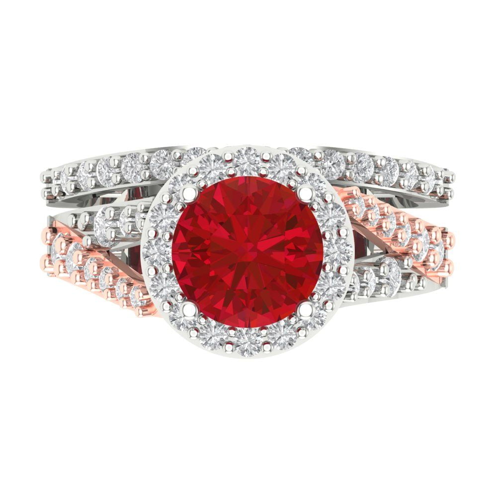 Clara Pucci 18k White Rose Gold Round Cut 1 5ct Simulated Tourmaline
