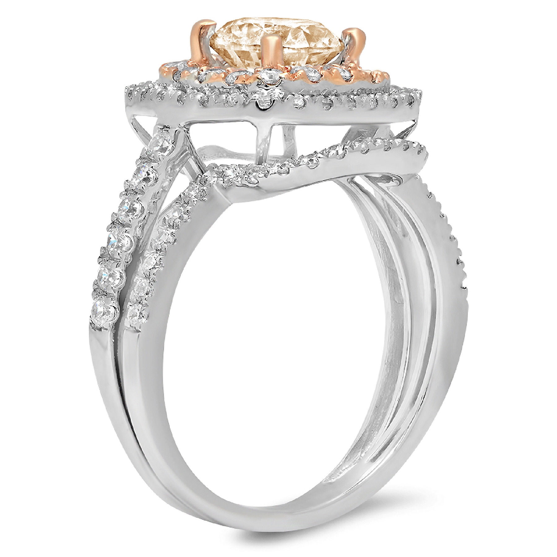 Clara Pucci 18K White/Rose Gold Round Cut 1Ct Natural Morganite ...