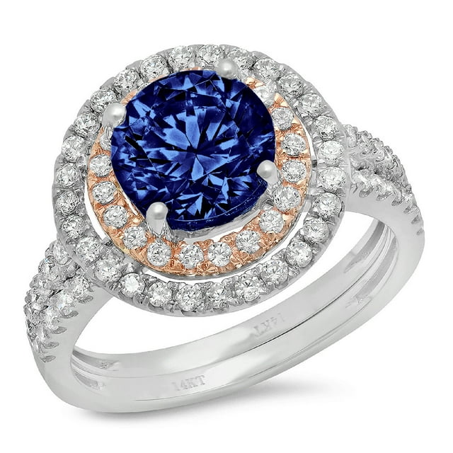 Clara Pucci 18k White Rose Gold Round Cut 2ct Simulated Tanzanite