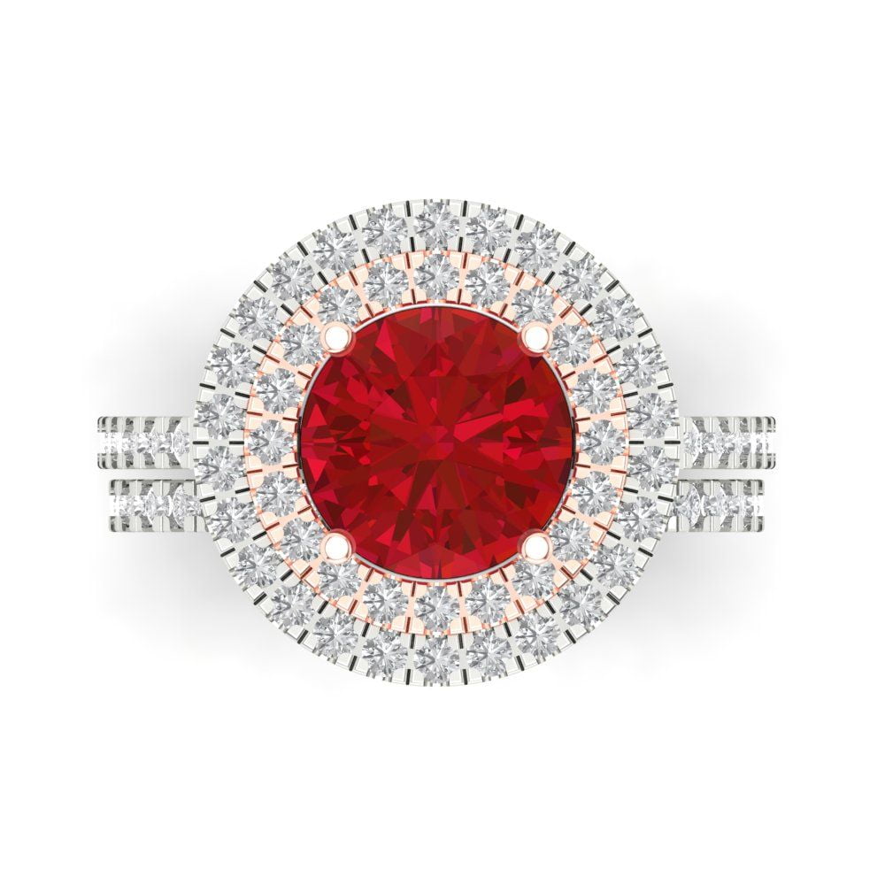 Clara Pucci 18k White Rose Gold Round Cut 2ct Simulated Tourmaline