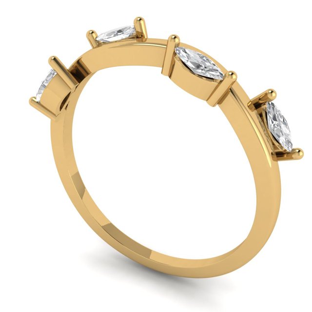 Clara Pucci 18K Yellow Solid Gold 0.4Ct Zircon Bridal Wedding Designer Ring hypoallergenic Band ...