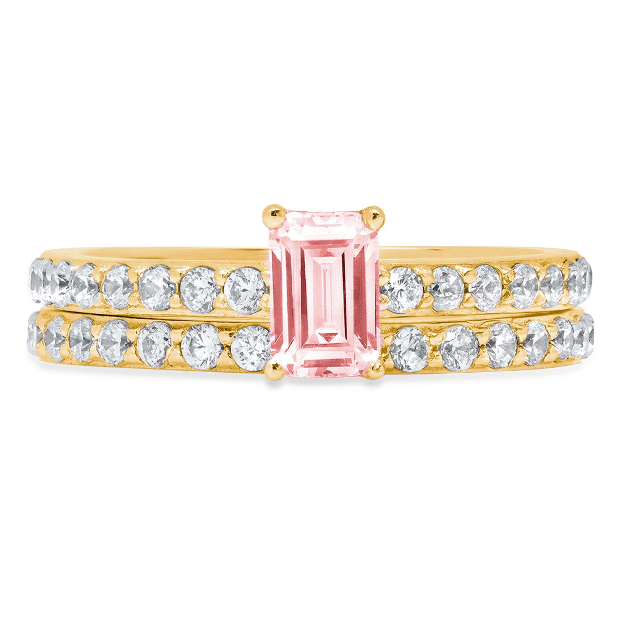 Clara Pucci 18K Yellow Gold 1.325 Simulated Pink Diamond Engraveable ...