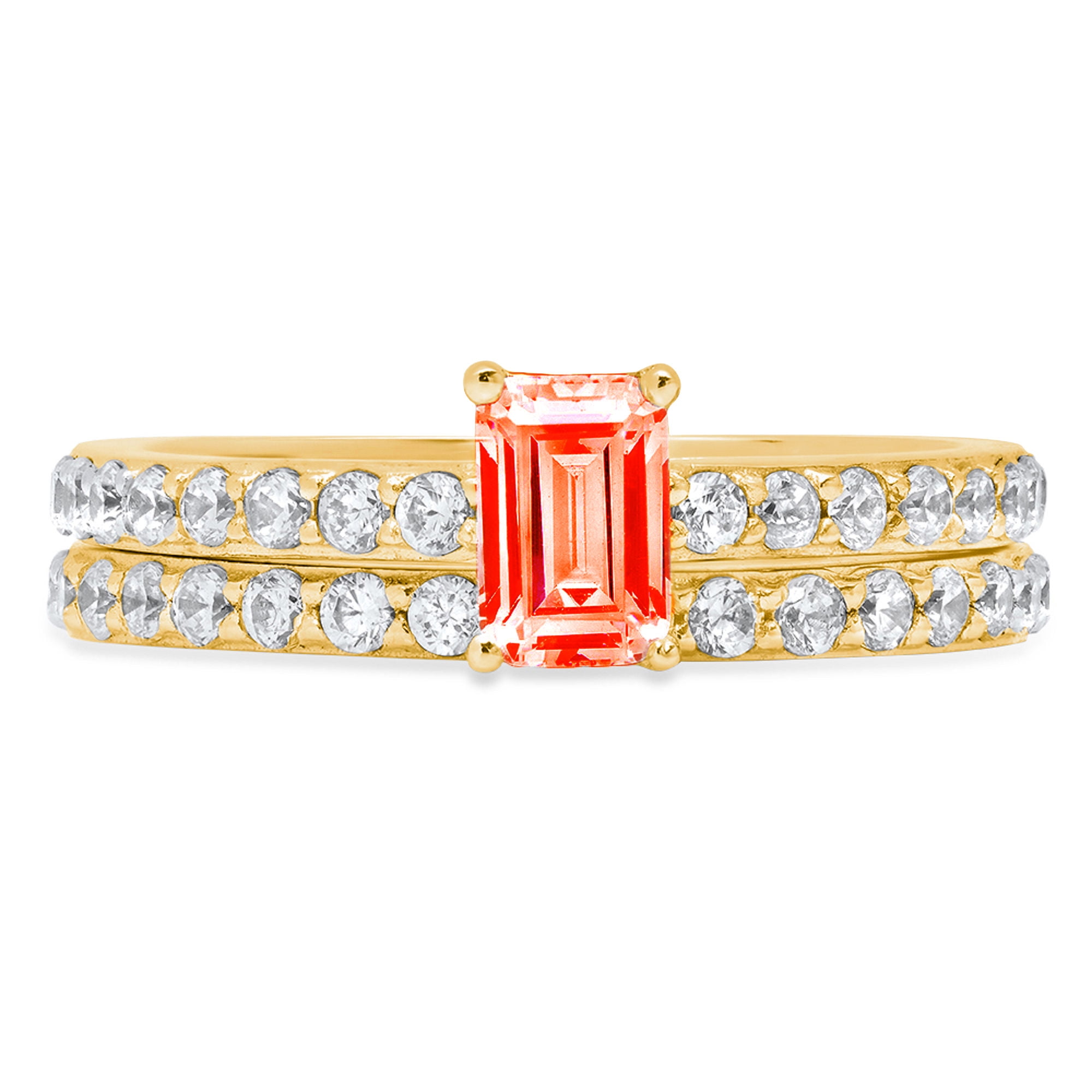 Clara Pucci 18K Yellow Gold 1.325 Simulated Red Diamond Engraveable ...