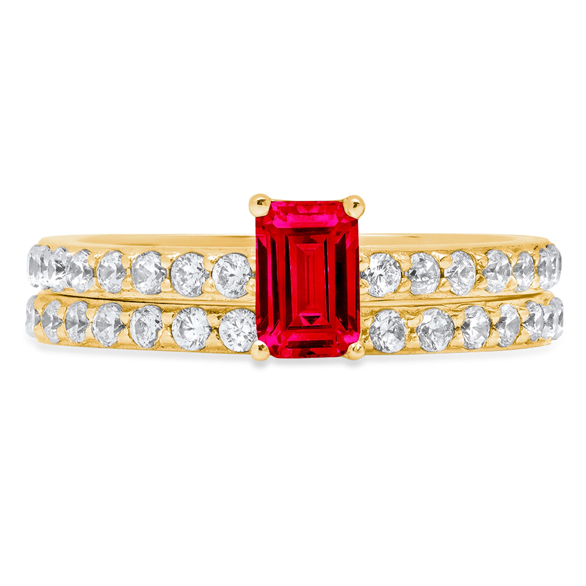 Clara Pucci 18K Yellow Gold 1.325 Simulated Ruby Engraveable Engagement ...