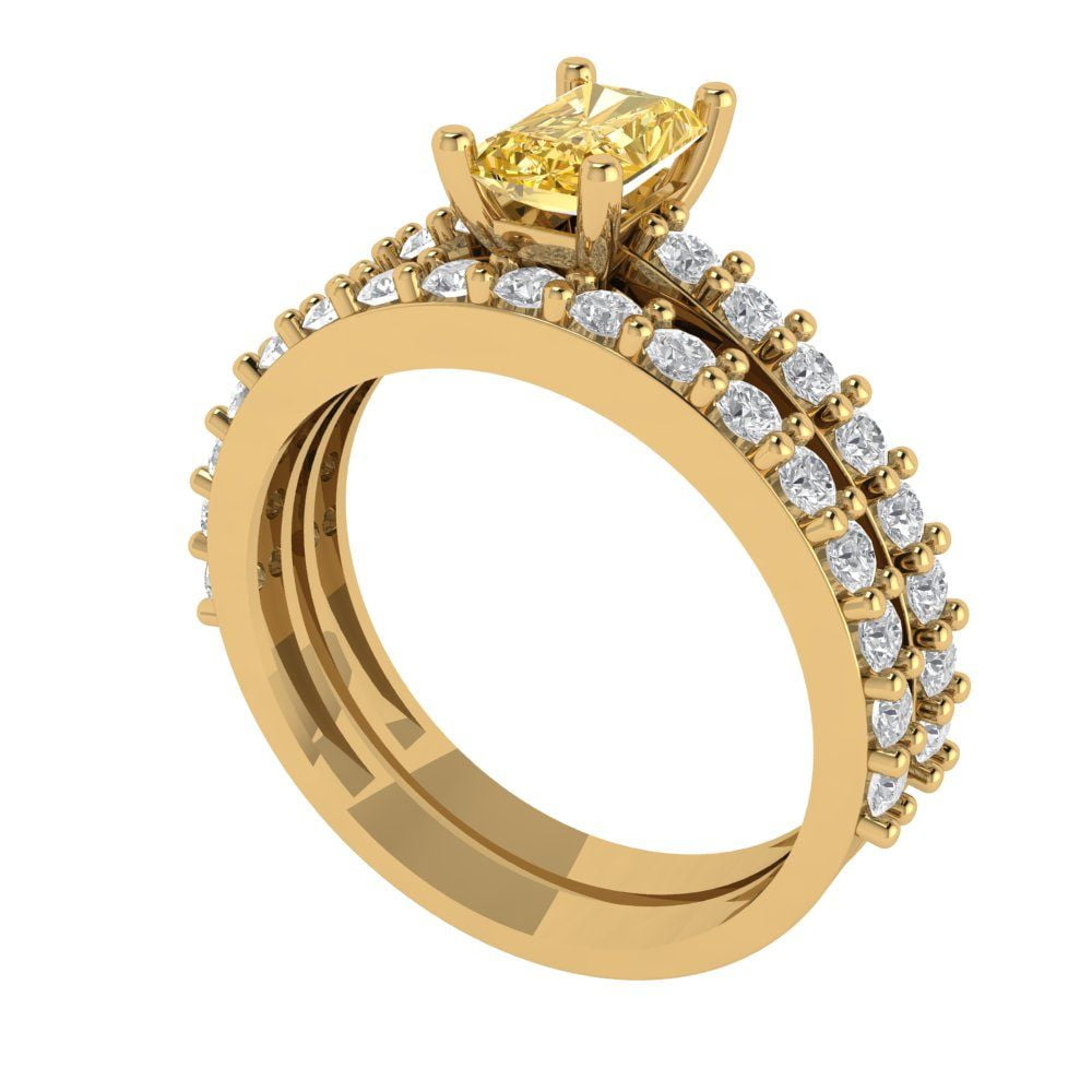 Clara Pucci 18K Yellow Gold 1.325 Simulated Yellow Diamond Engraveable ...