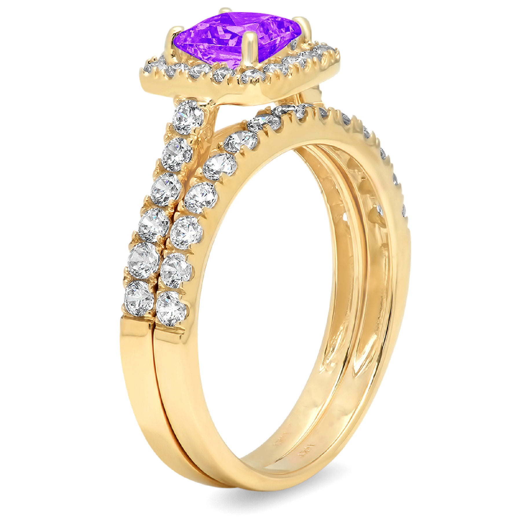 Clara Pucci 18K Yellow Gold 1.56 Natural Amethyst Engraveable ...