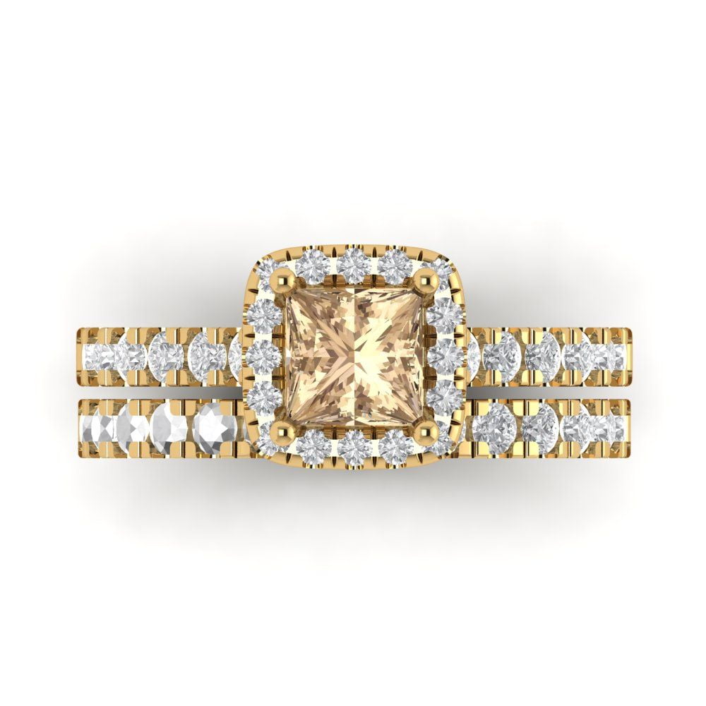 Clara Pucci 18K Yellow Gold 1.56 Synthetic Yellow Moissanite ...