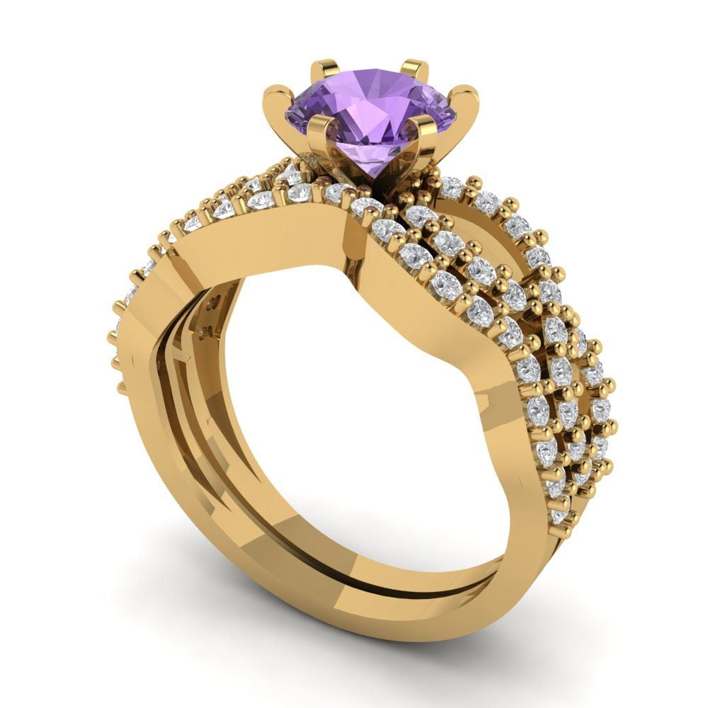 Clara Pucci 18K Yellow Gold 1.57 Simulated Alexandrite Engraveable ...