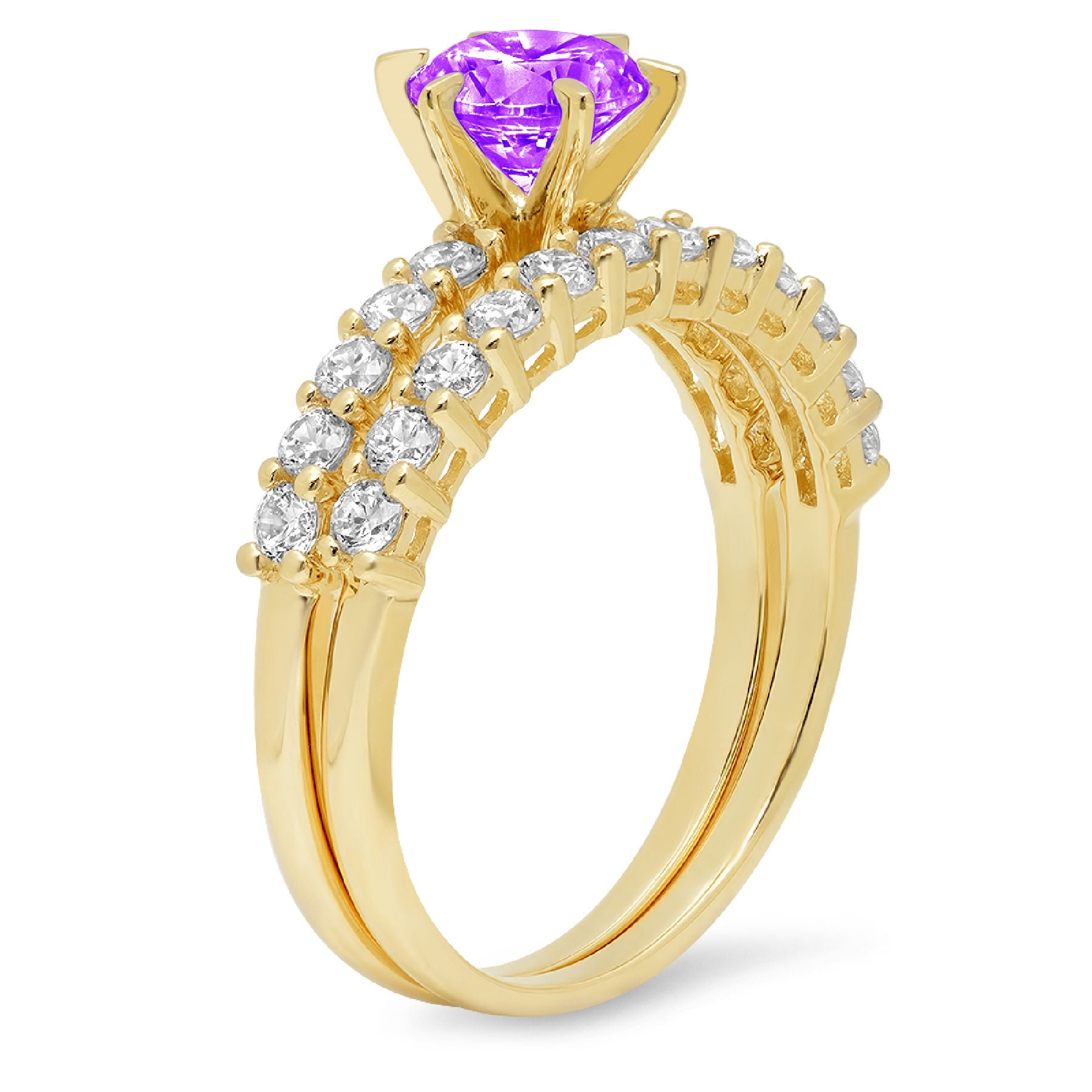 Clara Pucci 18K Yellow Gold 1.66 Natural Amethyst Engraveable ...