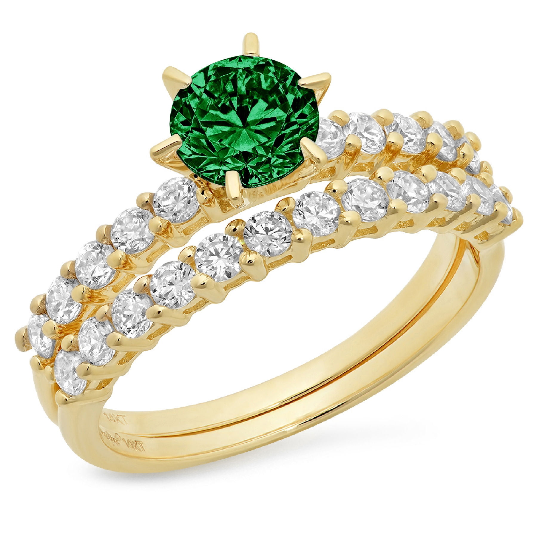 Clara Pucci 18K Yellow Gold 1.66 Simulated Emerald Engraveable ...