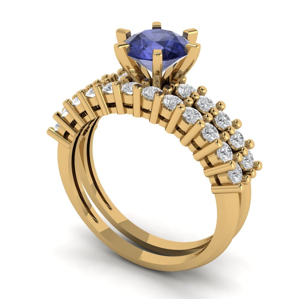 Clara Pucci 18K Yellow Gold 1.66 Simulated Tanzanite Engraveable ...