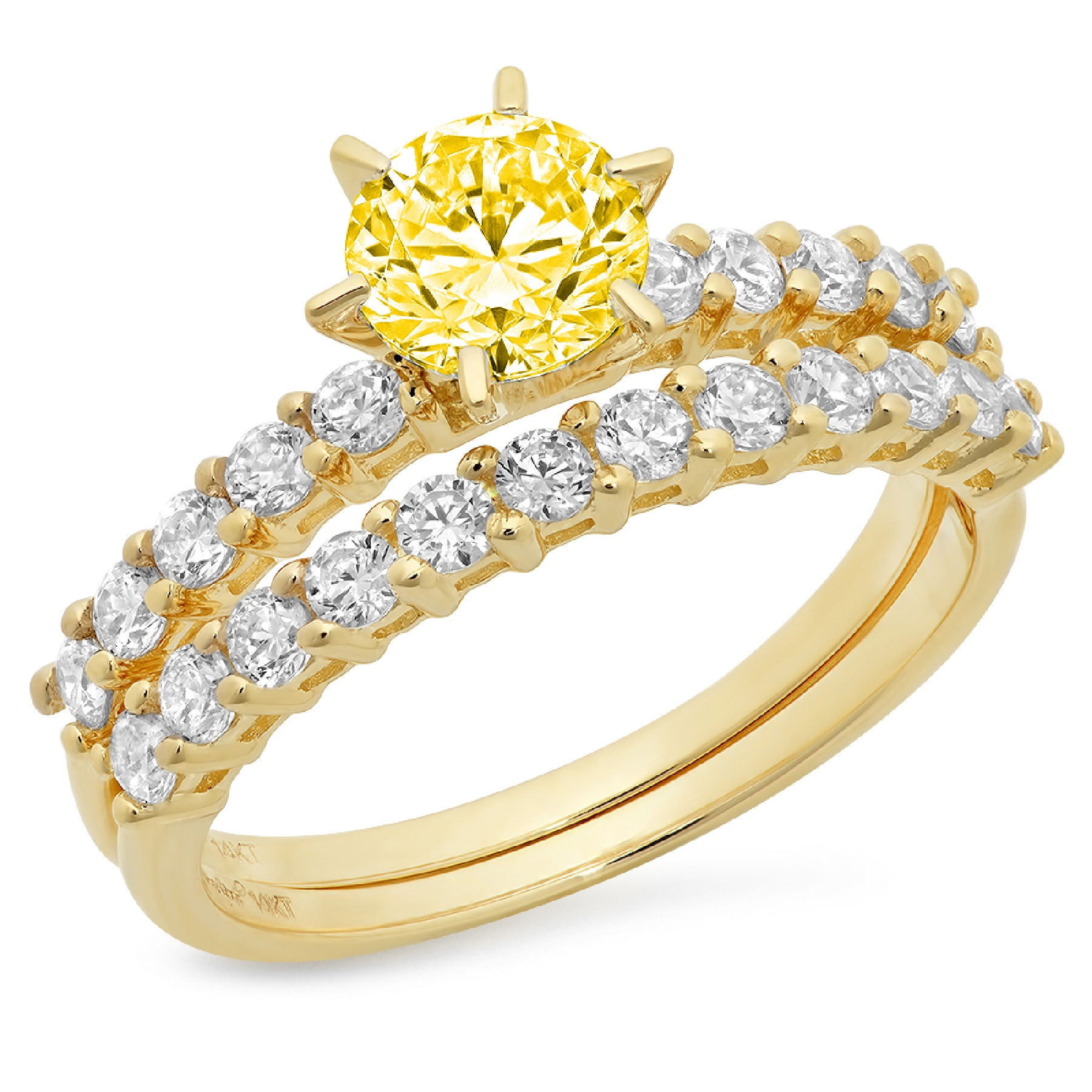 Clara Pucci 18K Yellow Gold 1.66 Simulated Yellow Diamond Engraveable ...