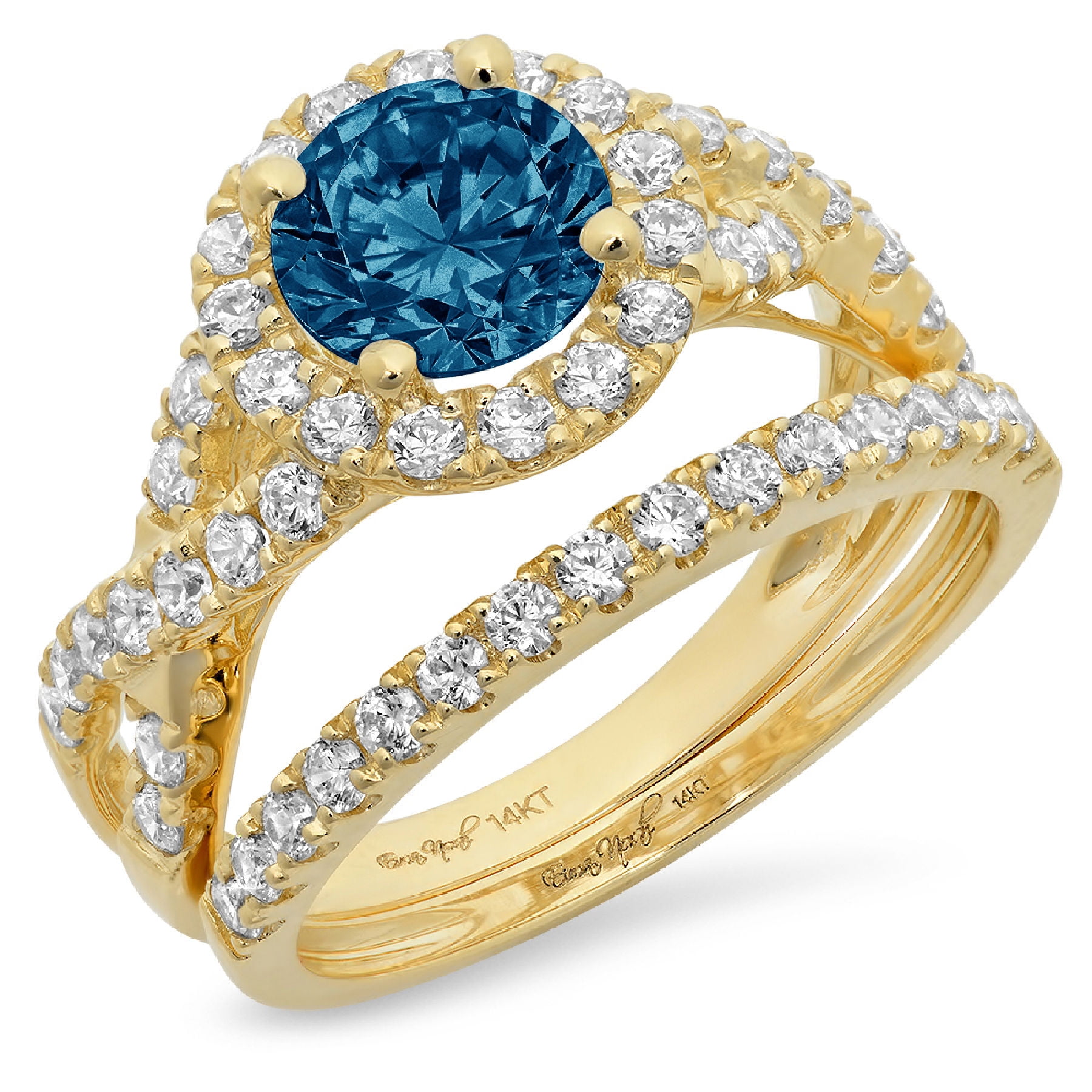 Clara Pucci 18K Yellow Gold 1.795 Natural London Blue Topaz Engraveable ...