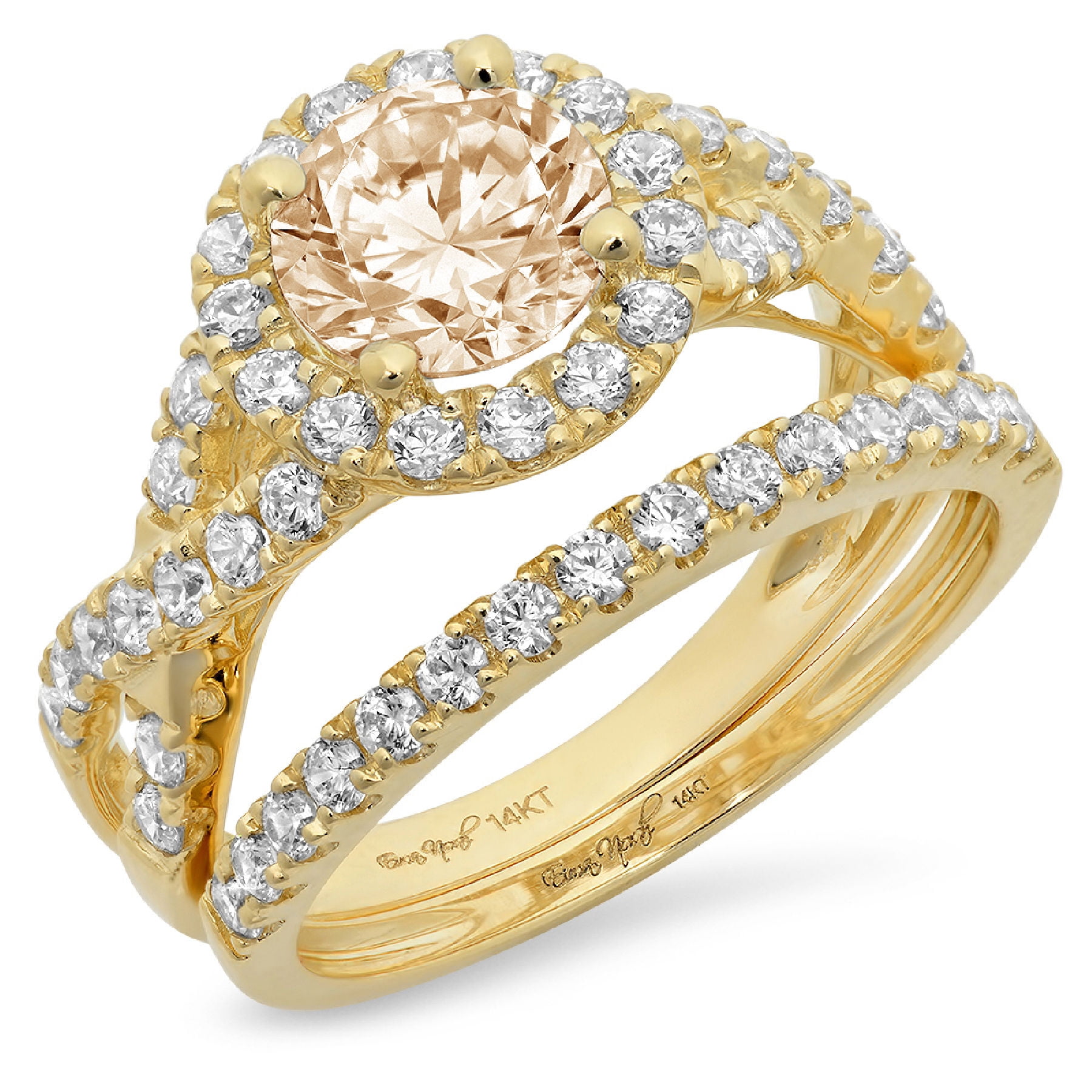 Clara Pucci 18K Yellow Gold 1.795 Natural Morganite Engraveable ...