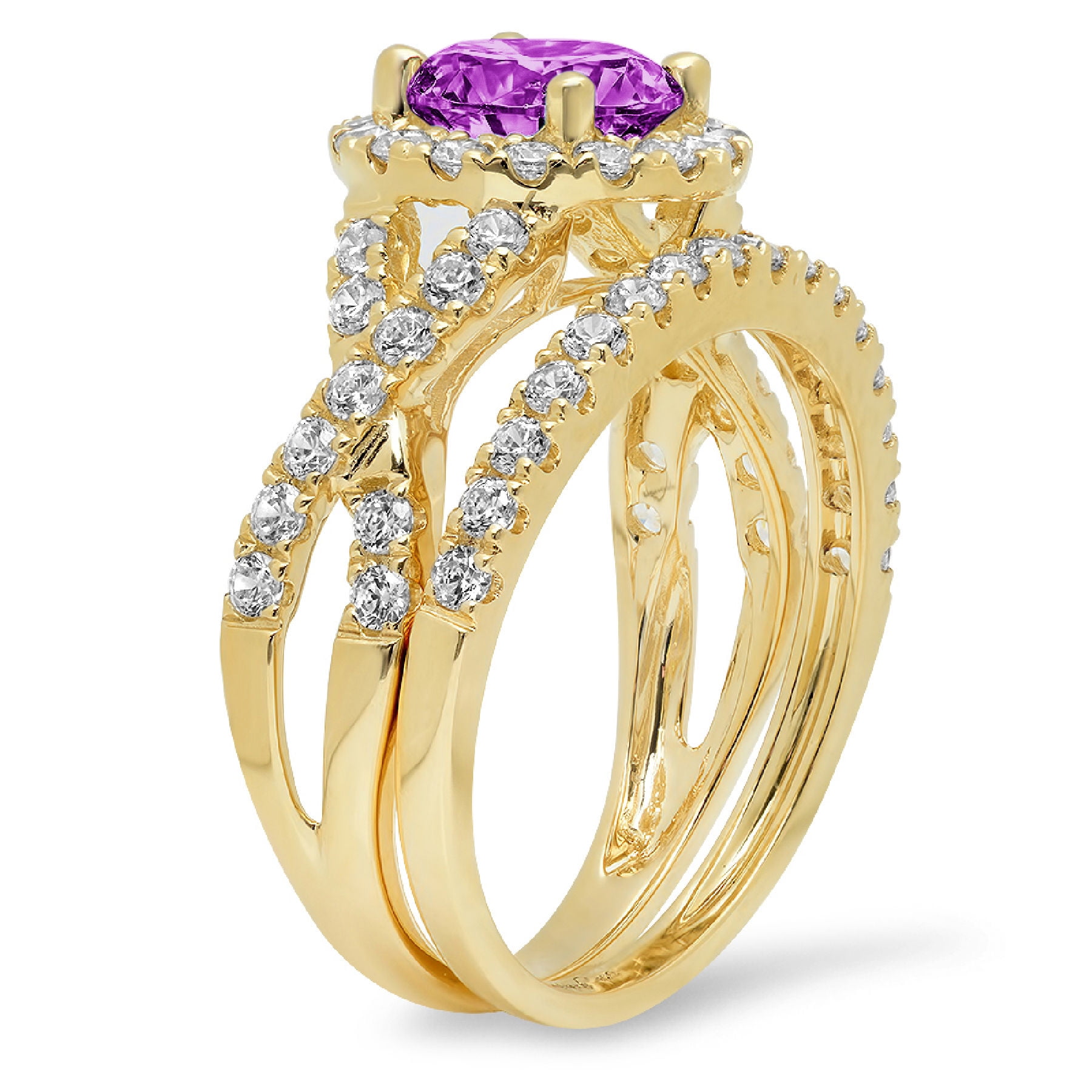 Clara Pucci 18K Yellow Gold 1.795 Simulated Alexandrite Engraveable ...
