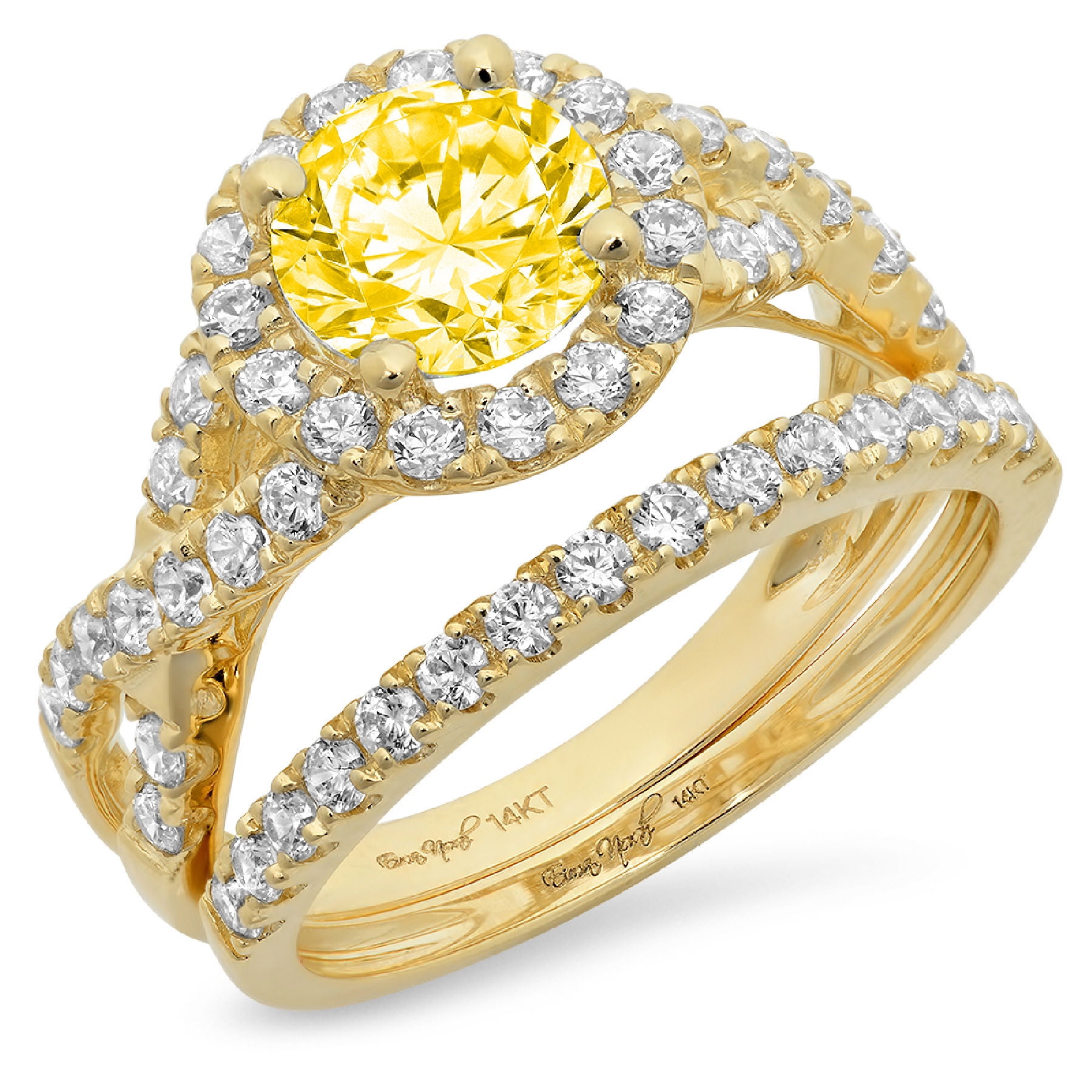 Clara Pucci 18K Yellow Gold 1.795 Simulated Yellow Diamond Engraveable ...