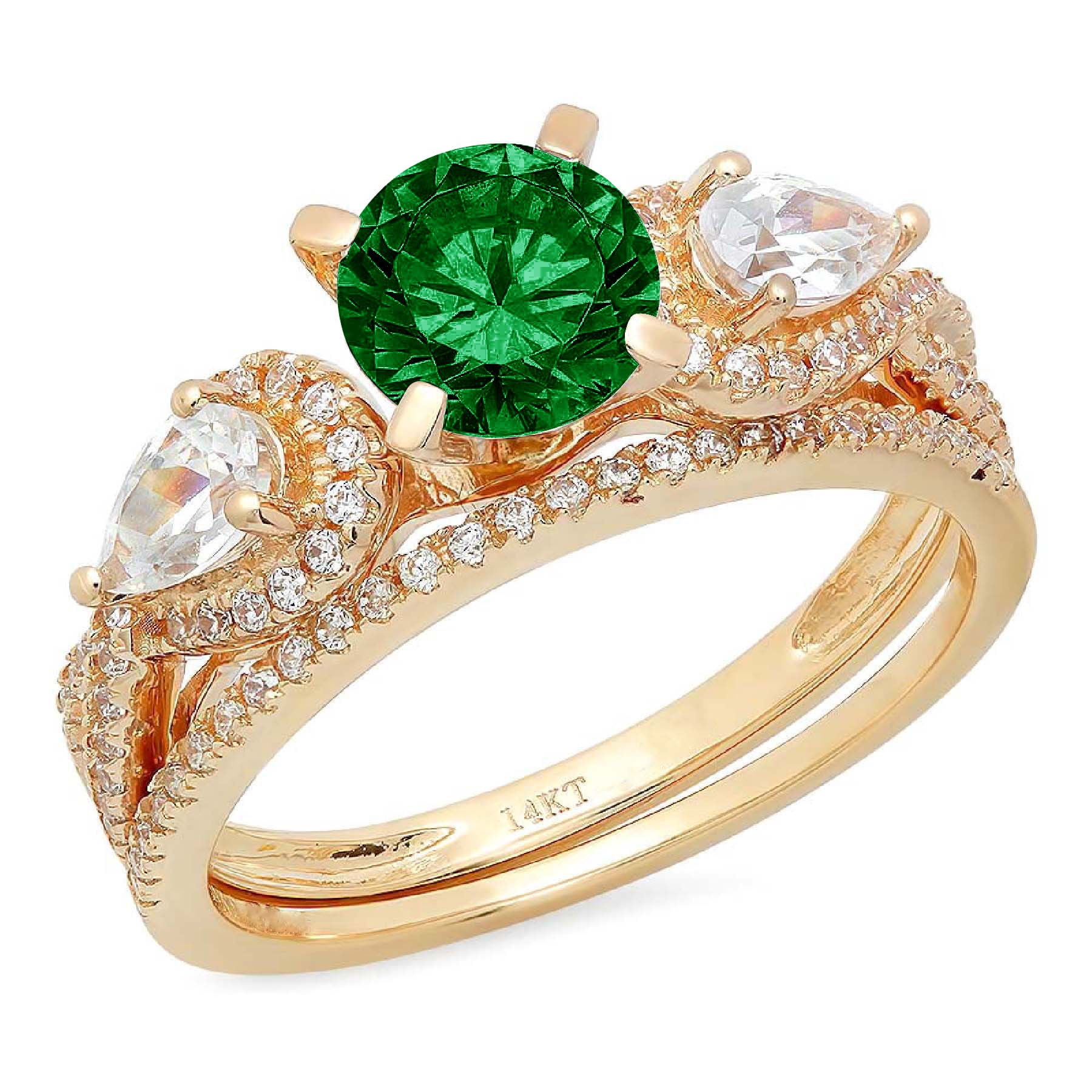 Clara Pucci 18K Yellow Gold 1.925 Simulated Emerald Engraveable ...