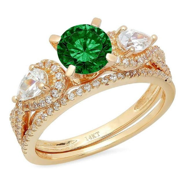 Clara Pucci 18K Yellow Gold 1.925 Simulated Emerald Engraveable ...