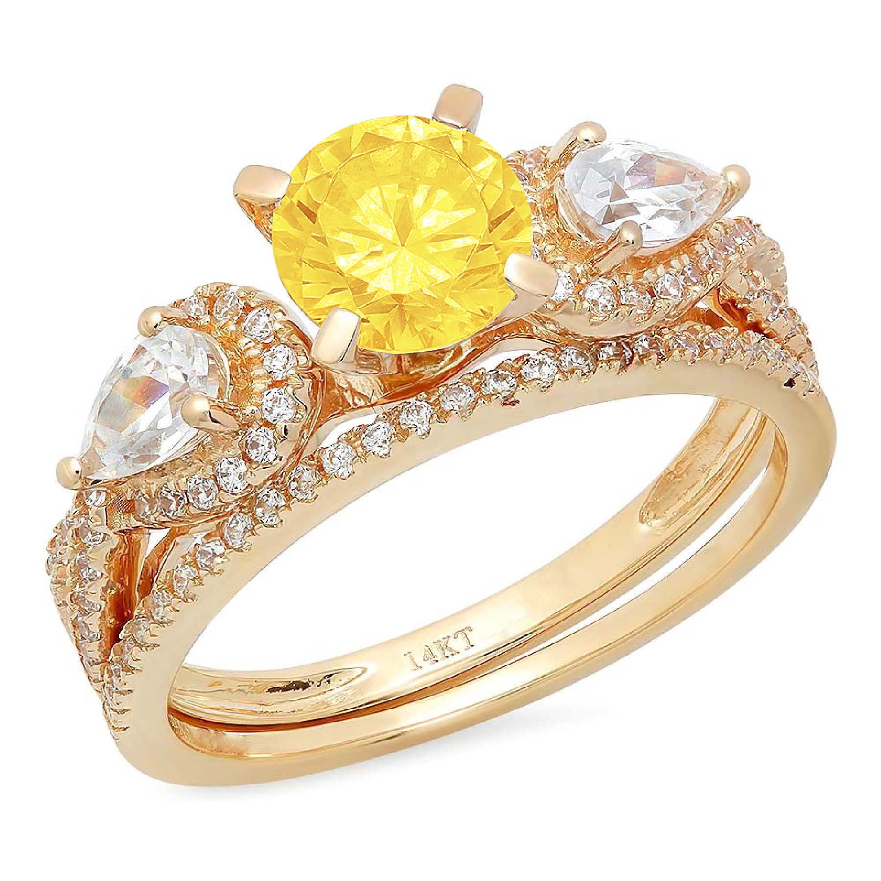 Clara Pucci 18K Yellow Gold 1.925 Simulated Yellow Diamond Engraveable ...