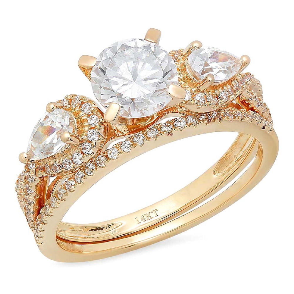 Clara Pucci 18K Yellow Gold 1.925 Synthetic White Sapphire Engraveable ...