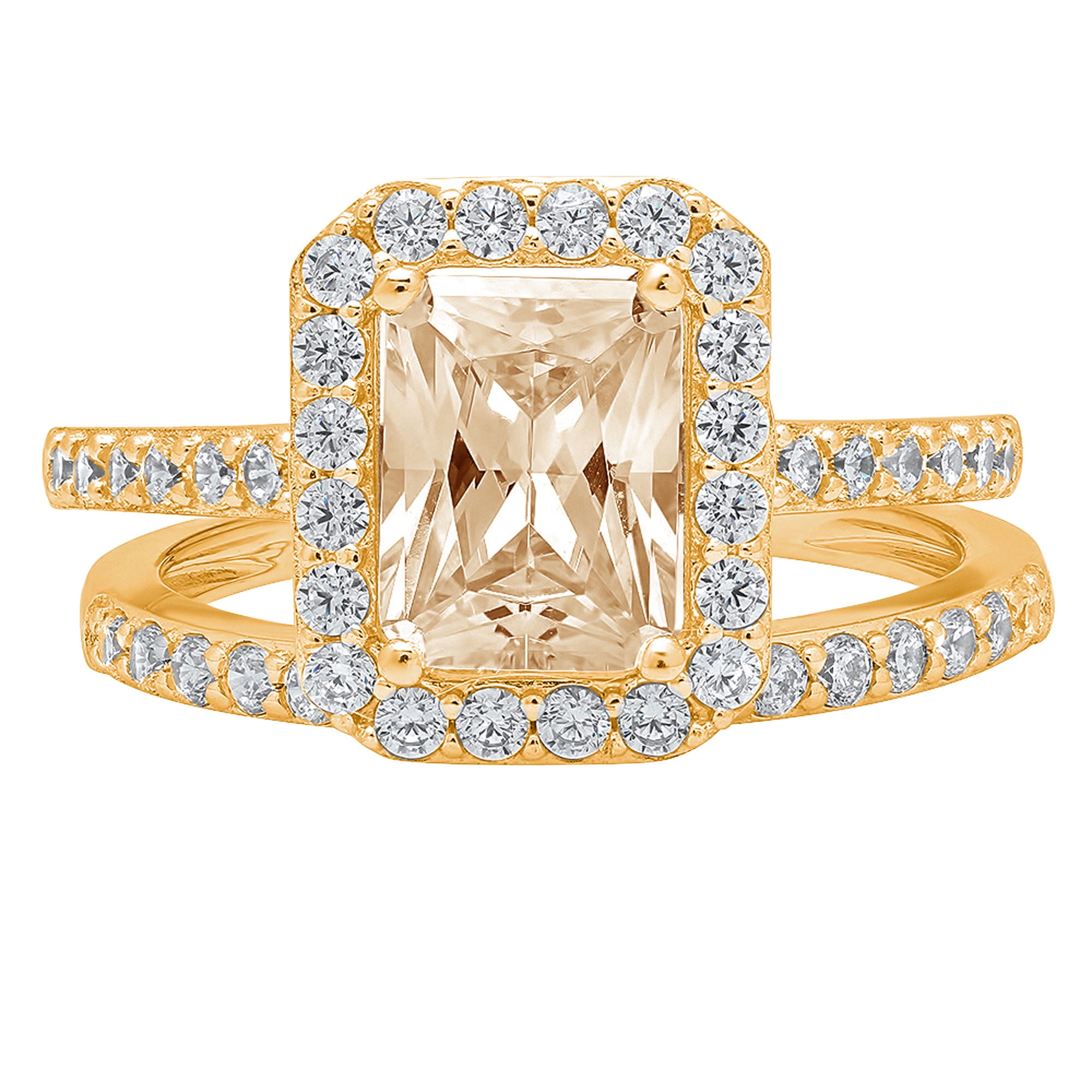 Clara Pucci 18K Yellow Gold 2.16 Natural Morganite Engraveable ...