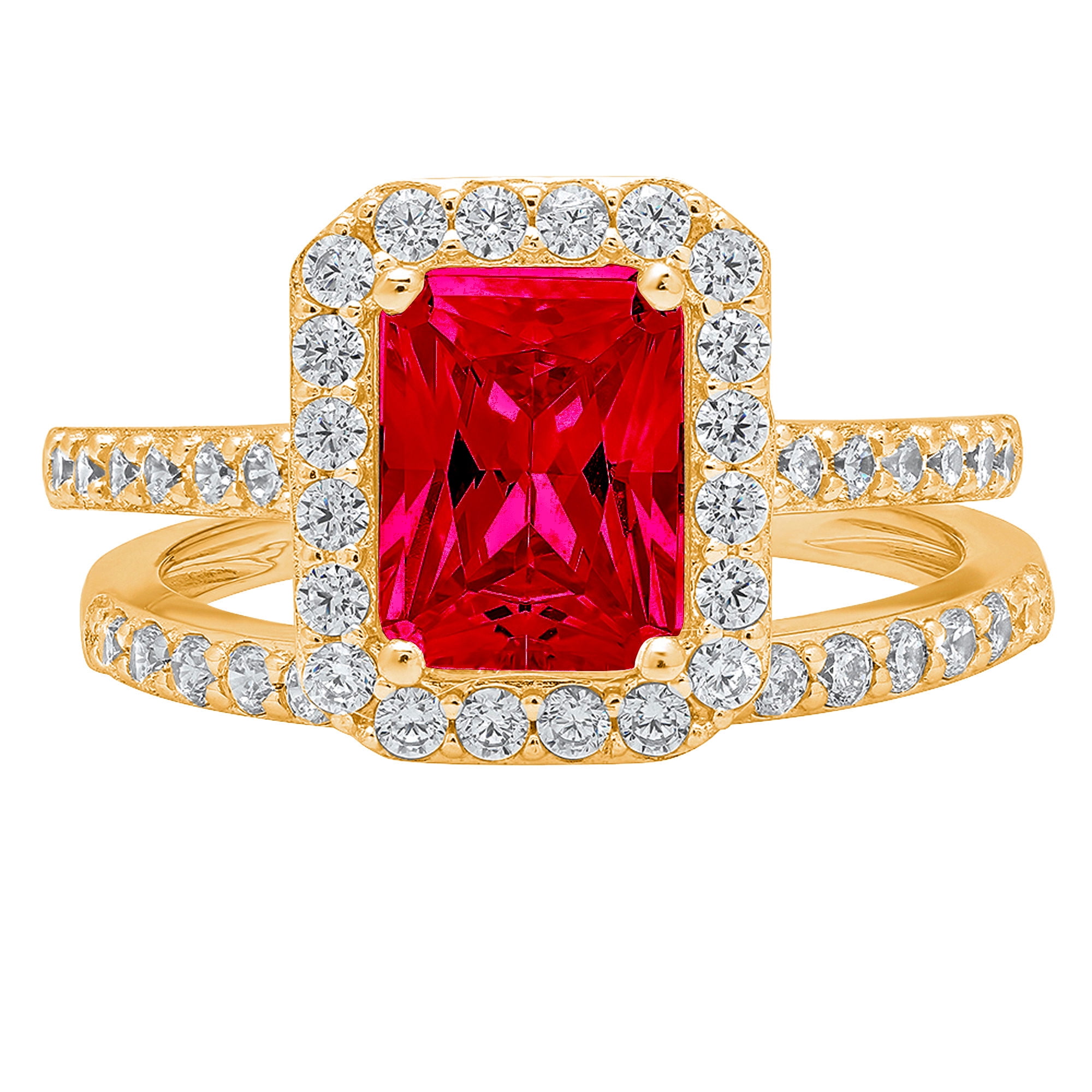 Clara Pucci 18K Yellow Gold 2.16 Simulated Ruby Engraveable Engagement ...